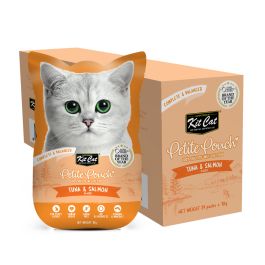 Kit Cat Petite Pouch 70gm Tuna & Salmon Display of 24 Pouches